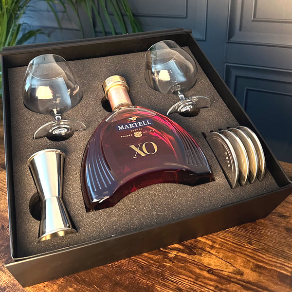 Luxury Brandy Gift Set Includes Bottle, 2 Brandy Glasses, 4 Pewter Coa ...