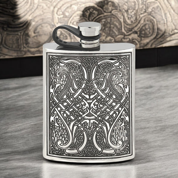 6oz Pewter Hip Flask with Celtic Knot Design and Flexi Cap - UK ...