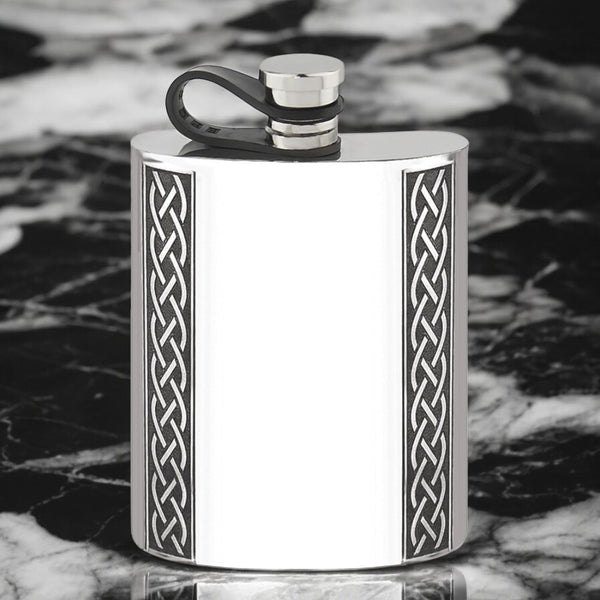 6oz Pewter Hip Flask with Embossed Celtic design and Flexi Cap - UK ...