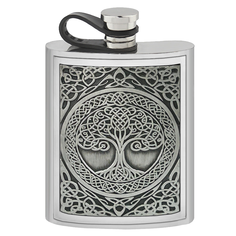 english factory 6oz Pewter Hipflask with Embossed design and Flexi Cap ...