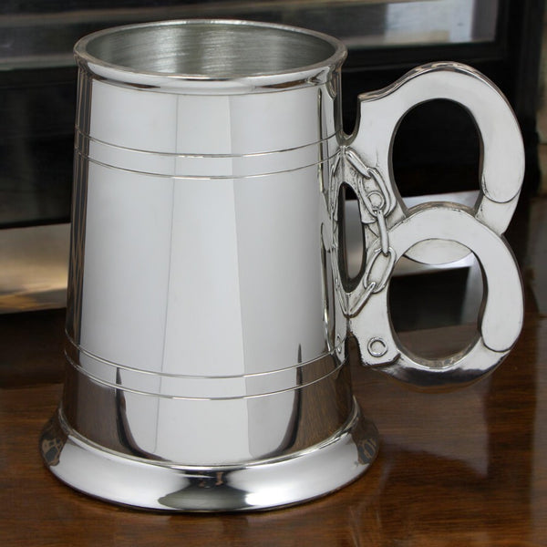 1 Pint* Pewter Beer Mug Tankard With Handcuff Handle - UK-englishpewter