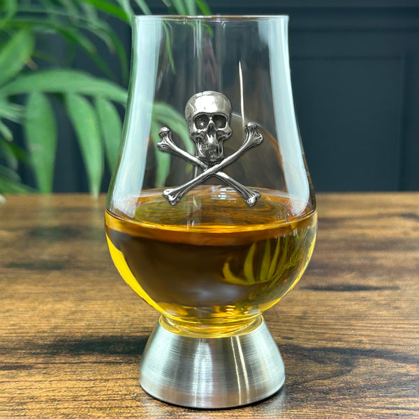 The Glencairn Whisky Glass With Pewter Base and Skull and Crossbones 2 ...