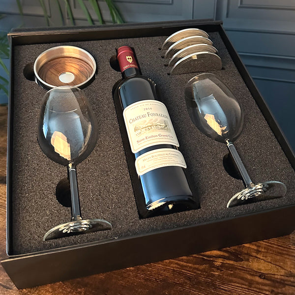 Luxury Wine Gift Set Includes Bottle, 2 Wine Glasses, Pewter Wine Bott ...