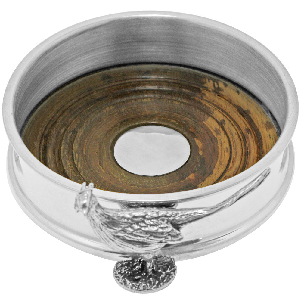 Luxury Pewter Wine Bottle Coaster with Pheasant Adornment - UK ...