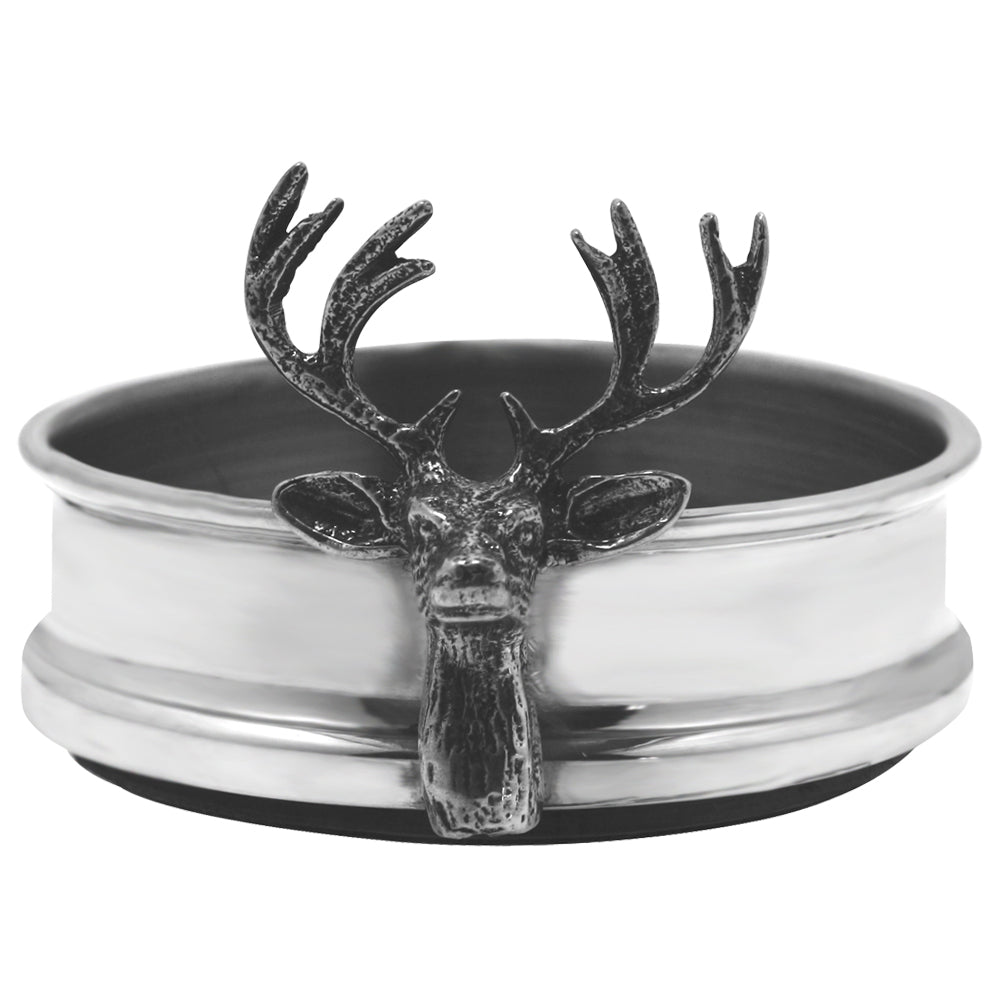 Luxury Pewter Wine Bottle Coaster with Stag Adornment - UK-englishpewter